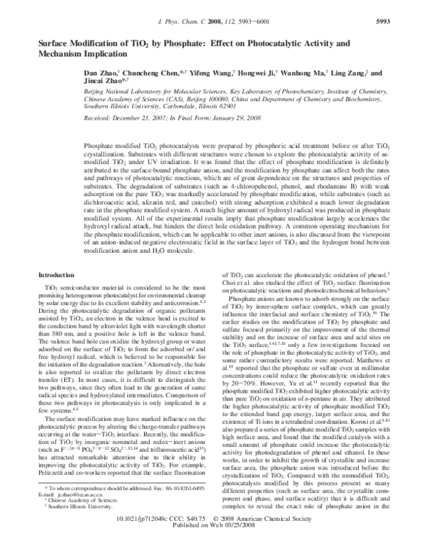 (PDF) Surface Modification of TiO2 by Phosphate: Effect on ...