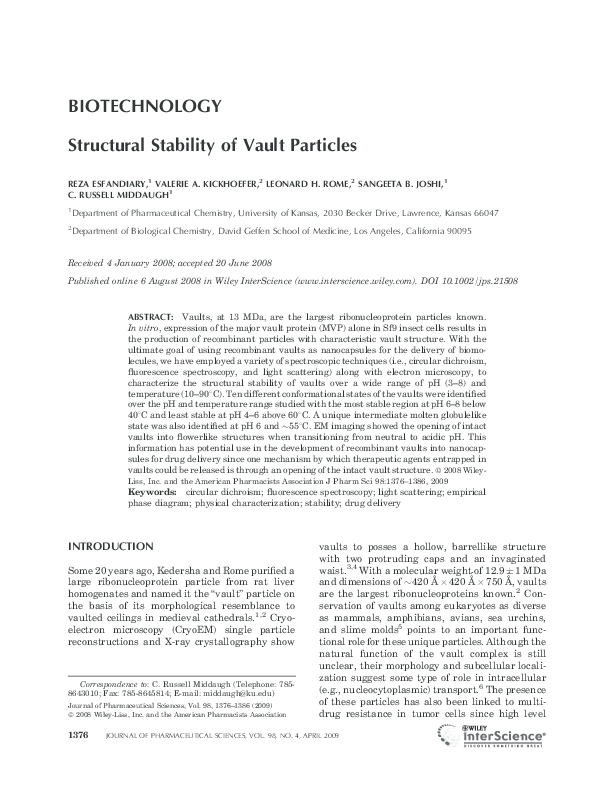 (PDF) Structural stability of vault particles