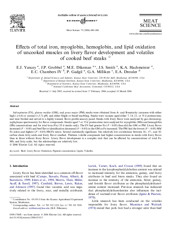 (PDF) Effects of total iron, myoglobin, hemoglobin, and lipid oxidation ...