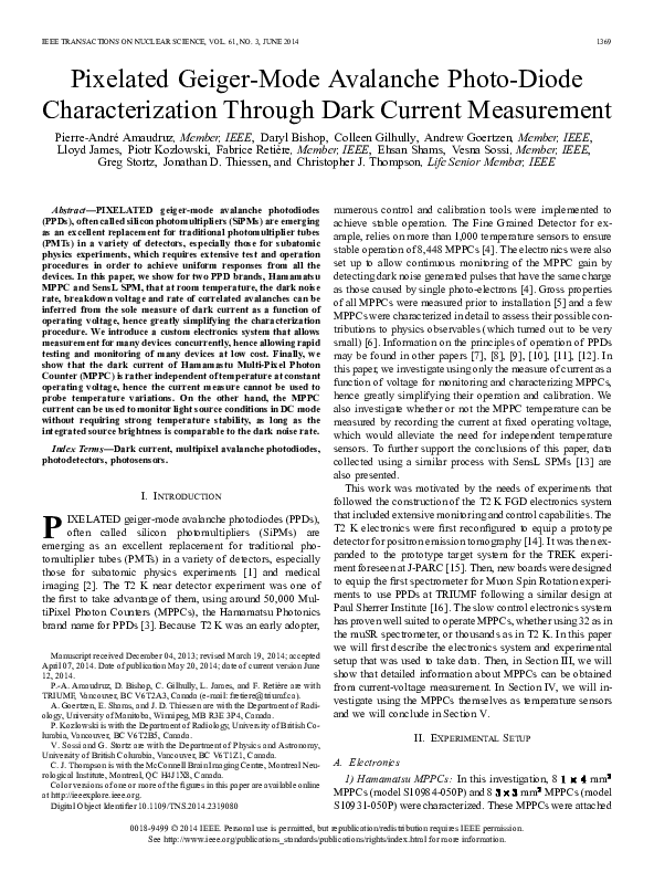 (PDF) Pixelated Geiger-Mode Avalanche Photo-Diode Characterization ...
