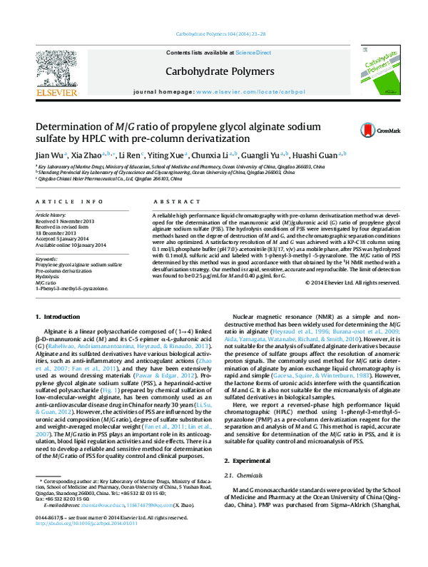 (PDF) Determination of M/G ratio of propylene glycol alginate sodium ...