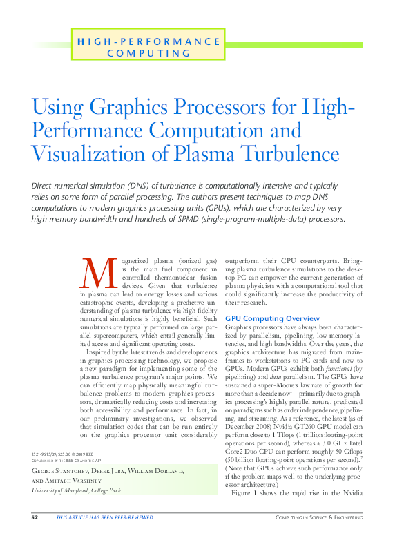 (PDF) Using Graphics Processors for High-Performance Computation and Visualization of Plasma ...