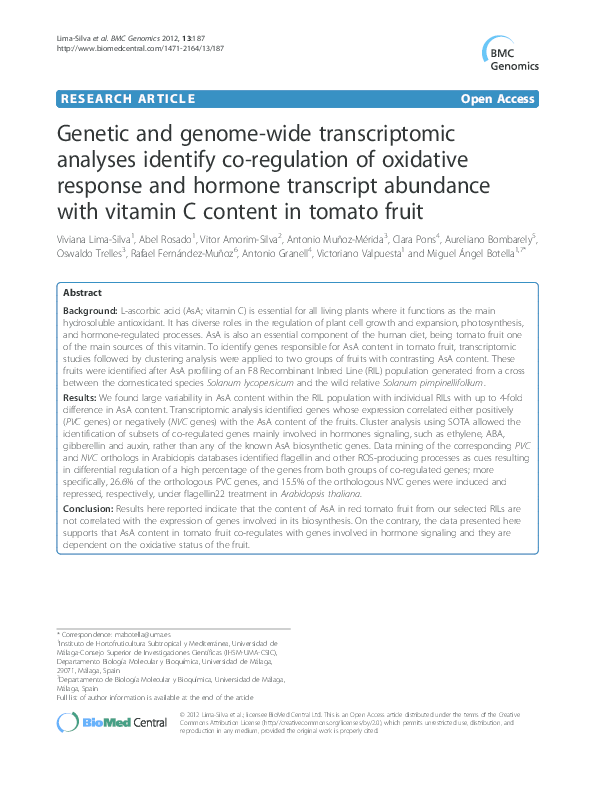(PDF) Genetic and genome-wide transcriptomic analyses identify co-regulation of oxidative ...