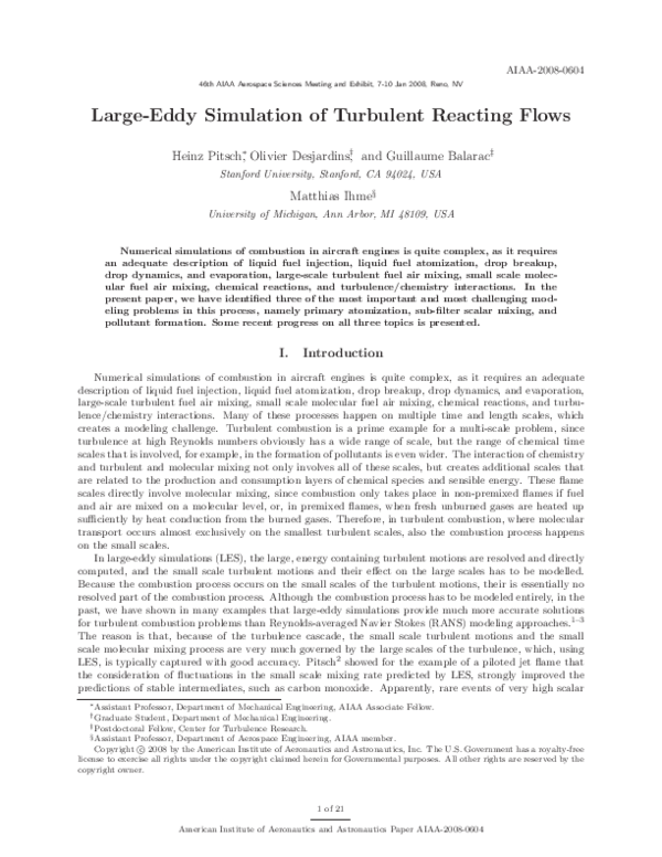 Large Eddy Simulation Of Turbulent Reacting Flows