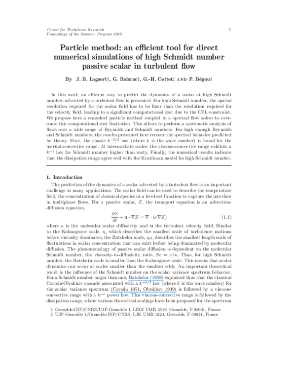 (PDF) Particle method: an efficient tool for direct numerical simulations of a high Schmidt ...