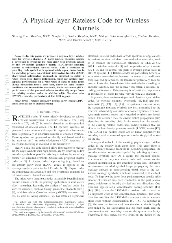 (PDF) A Physical-Layer Rateless Code for Wireless Channels