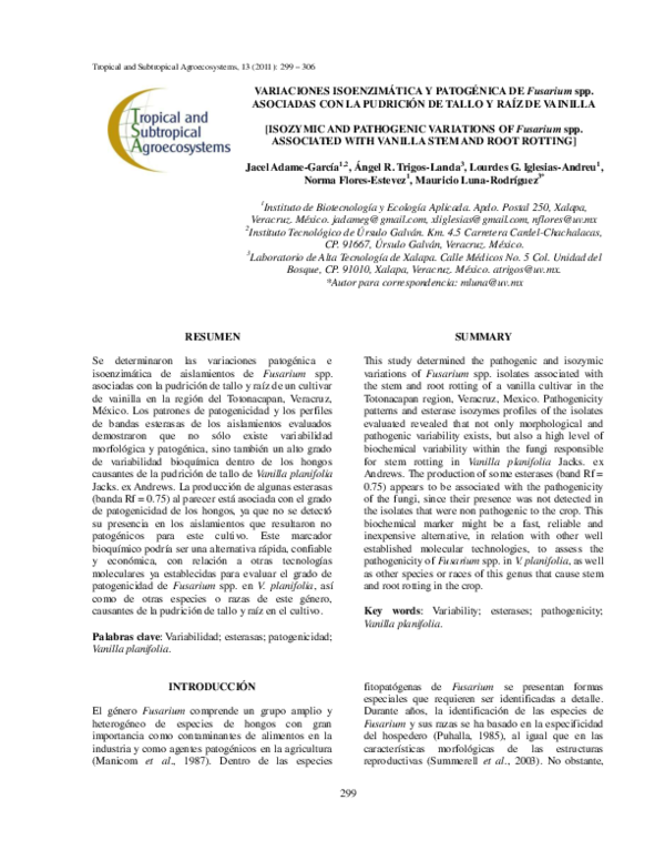 (PDF) ISOZYMIC AND PATHOGENIC VARIATIONS OF Fusarium spp. ASSOCIATED ...
