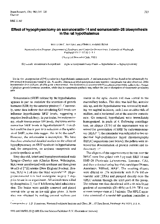 (PDF) Effect of hypophysectomy on somatostatin-14 and somatostatin-28 ...
