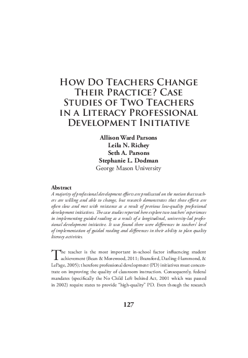 (PDF) How Do Teachers Change Their Practice? Case Studies of Two ...