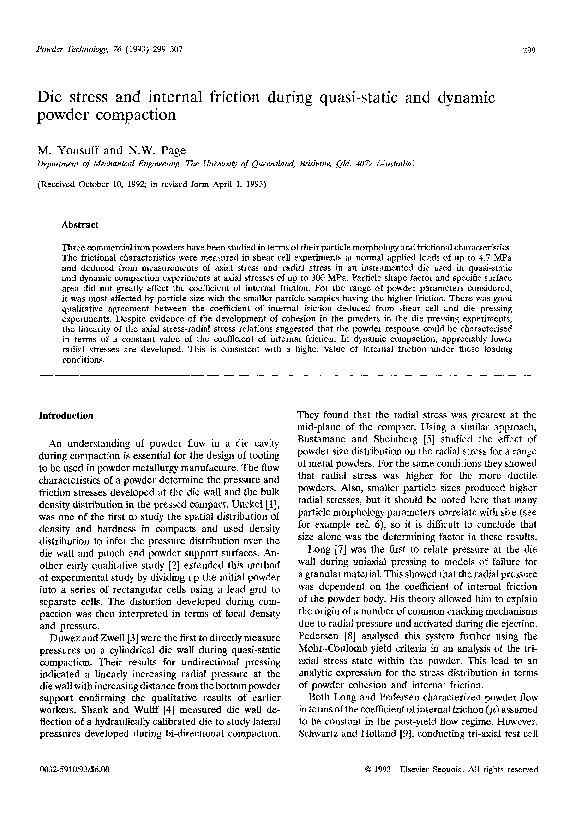 (PDF) Die stress and internal friction during quasi-static and dynamic ...