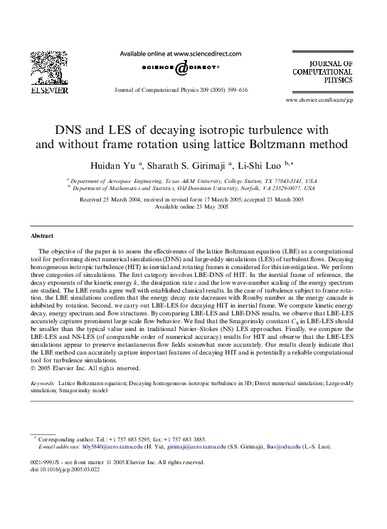 (PDF) Lattice Boltzmann Method for Turbulence Simulations
