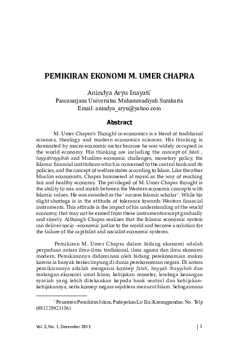 (PDF) PEMIKIRAN EKONOMI M. UMER CHAPRA