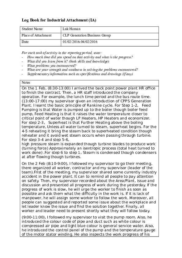 (DOC) Log Book for Industrial Attachment (IA