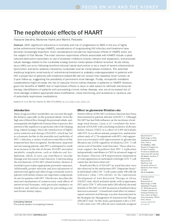 (PDF) The nephrotoxic effects of HAART