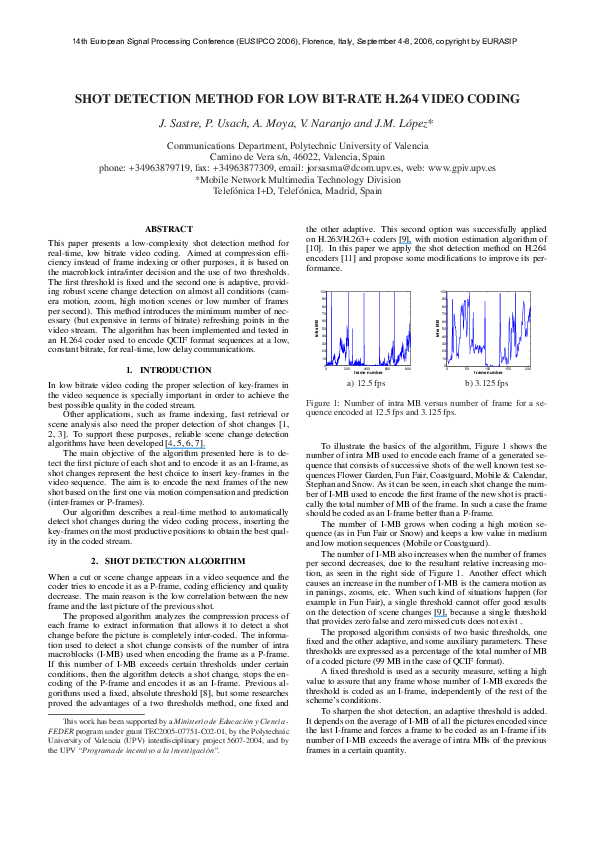 Pdf Shot Detection Method For Low Bit Rate H 264 Video Coding