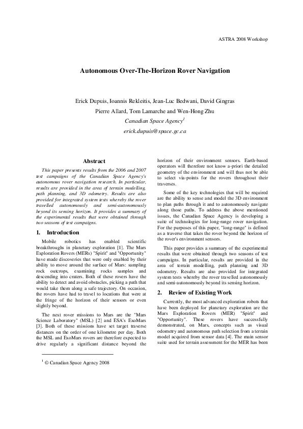 (PDF) Autonomous Over-The-Horizon Rover Navigation