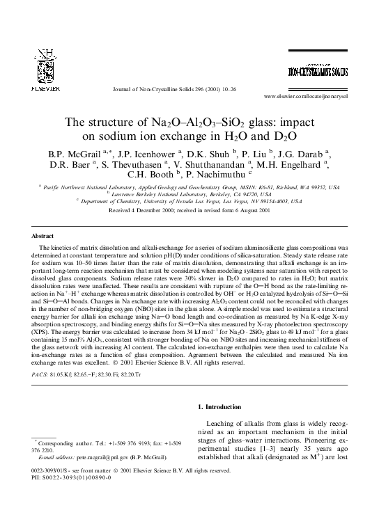 (PDF) The structure of Na2O–Al2O3–SiO2 glass: impact on sodium ion exchange in H2O and D2O