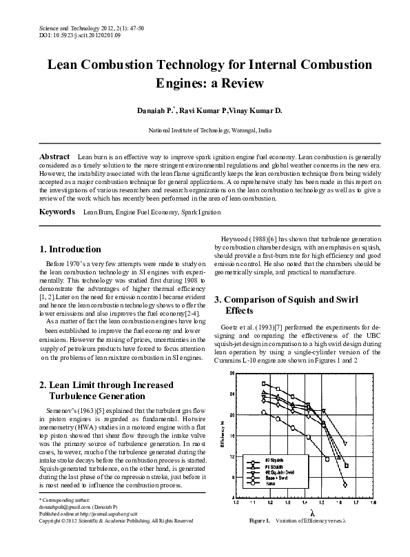 (PDF) Lean Combustion Technology for Internal Combustion Engines: a ...