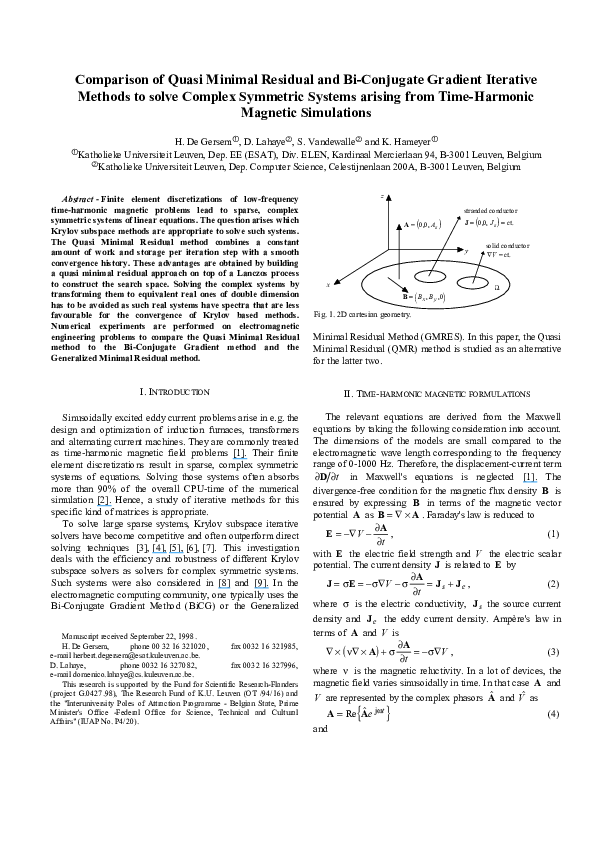 Pdf Comparison Of Quasi Minimal Residual And Bi Conjugate Gradient Iterative Methods To Solve