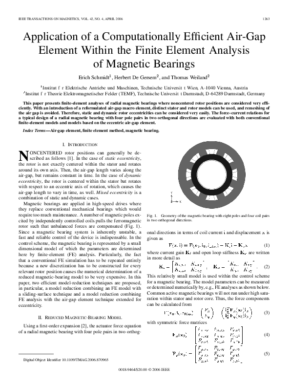 Pdf Application Of A Computationally Efficient Air Gap Element Within The Finite Element 6613