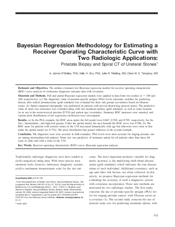 Pdf Bayesian Regression Methodology For Estimating A Receiver