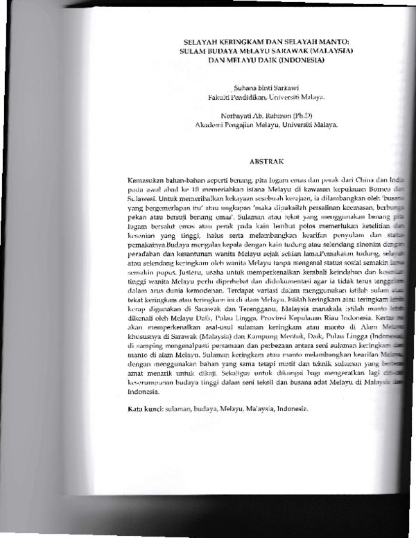 (PDF) Selayah Keringkam dan Manto : Sulam Budaya Melayu Sarawak ...