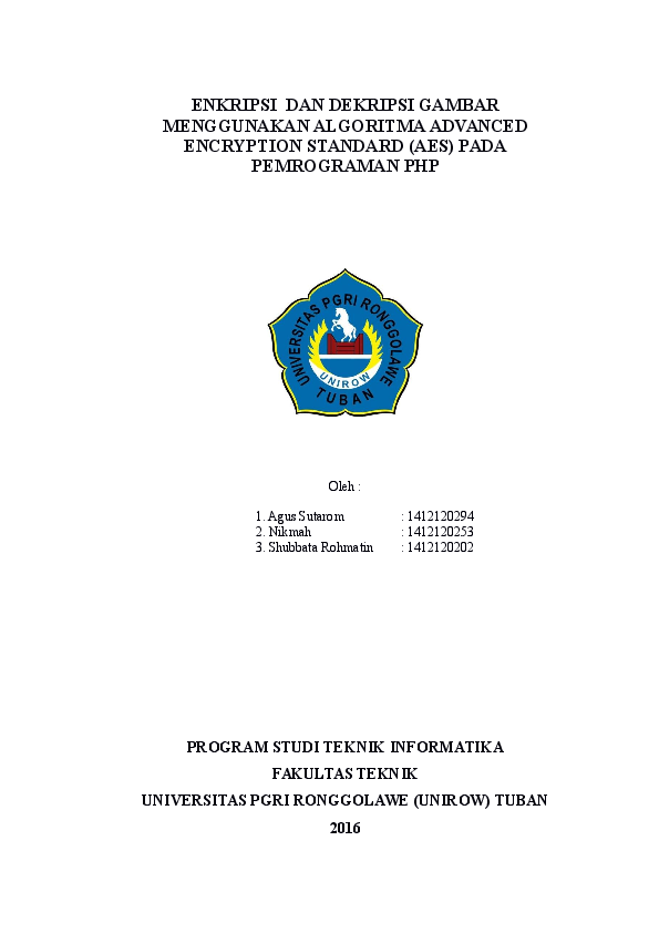 Doc Enkripsi Dan Dekripsi Gambar Menggunakan Algoritma Advanced Encryption Standard Aes Pada 5083