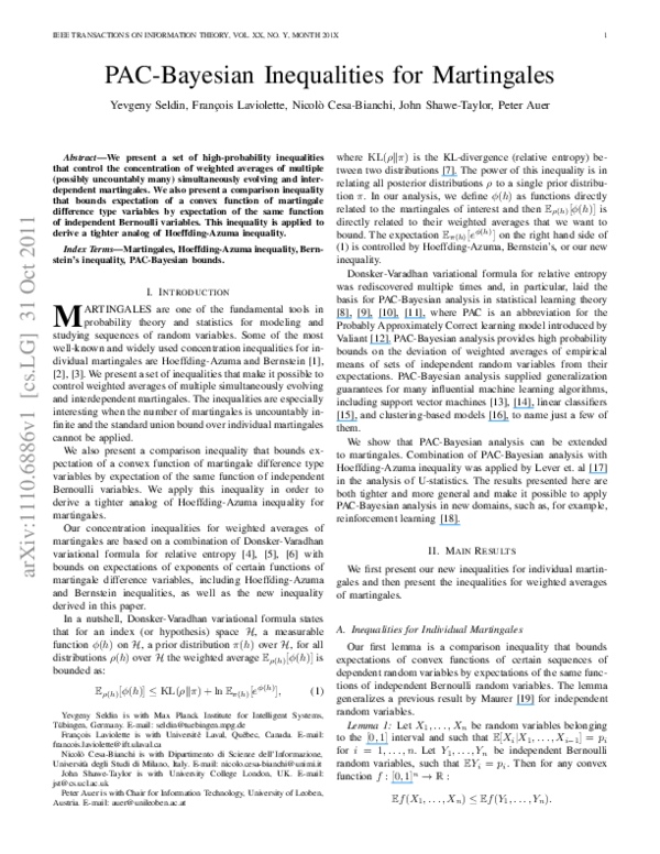 (PDF) PAC-Bayesian Inequalities for Martingales