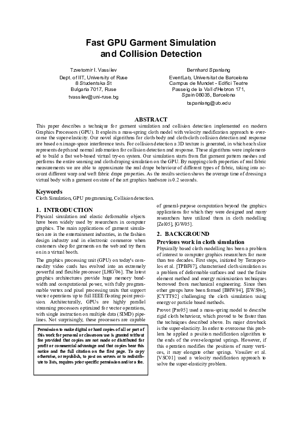 Pdf Fast Gpu Garment Simulation And Collision Detection