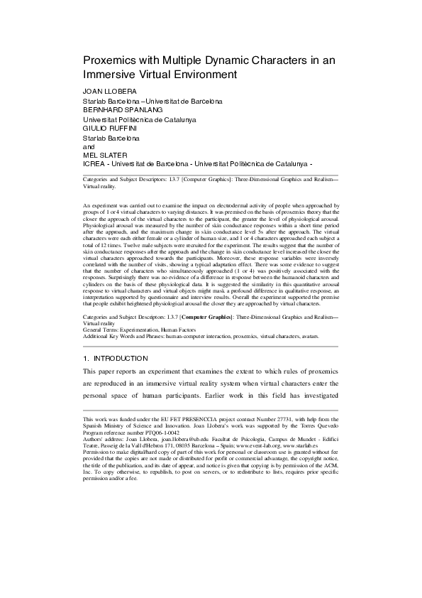 (PDF) Proxemics with Multiple Dynamic Characters in an Immersive ...