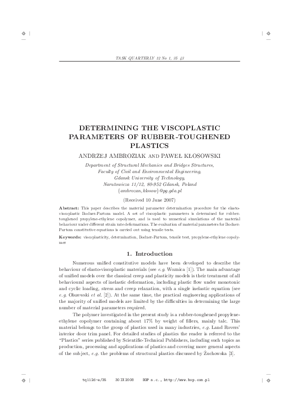 (PDF) Determining the Viscoplastic Parameters of Rubber-Toughened Plastics