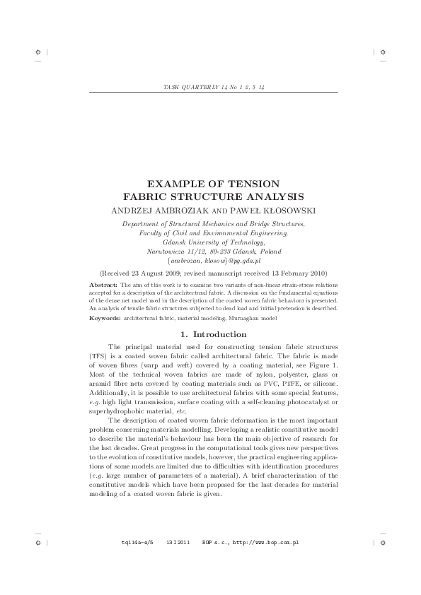 (PDF) Example of Tension Fabric Structure Analysis