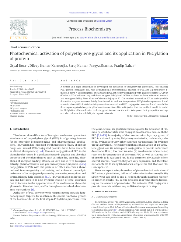 (PDF) Photochemical activation of polyethylene glycol and its ...