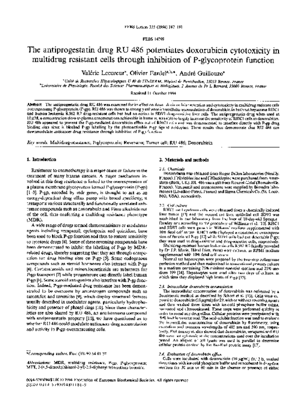 (PDF) The antiprogestatin drug RU 486 potentiates doxorubicin ...