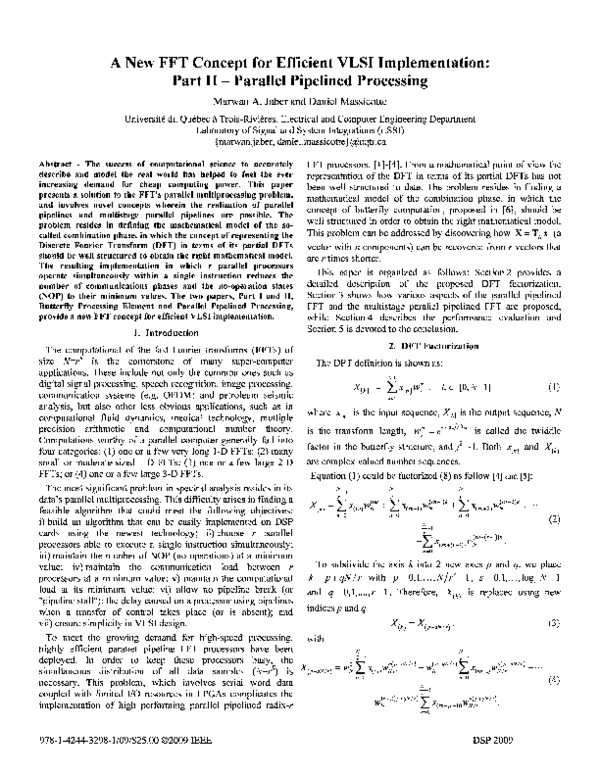 (PDF) A new FFT concept for efficient VLSI implementation: Part I - Butterfly processing element
