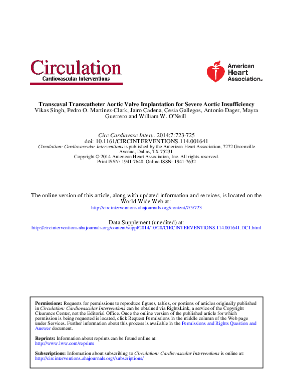 (PDF) Transcaval transcatheter aortic valve implantation for severe ...