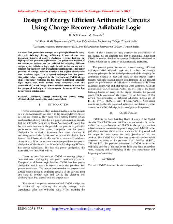 (PDF) Design of Energy Efficient Arithmetic Circuits Using Charge ...