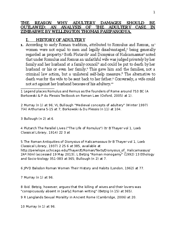 (DOC) THE REASON WHY ADULTERY DAMAGES SHOULD BE OUTLAWED: AN ANALYSIS ...