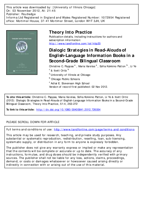 (PDF) Dialogic Strategies in Read-Alouds of English-Language Information Books in a Second-Grade ...