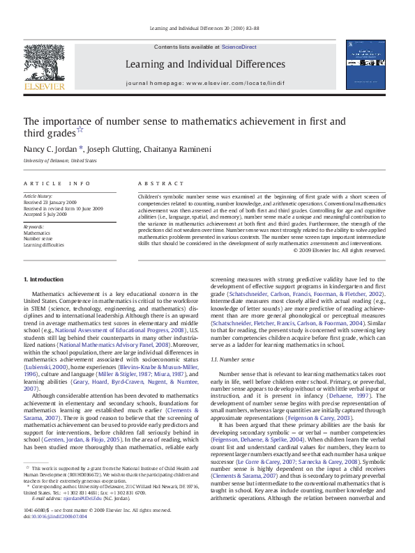 PDF The Importance Of Number Sense To Mathematics Achievement In PDF The Importance Of Number Sense To Mathematics Achievement In
