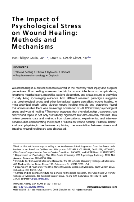 (PDF) The Impact of Psychological Stress on Wound Healing: Methods and ...
