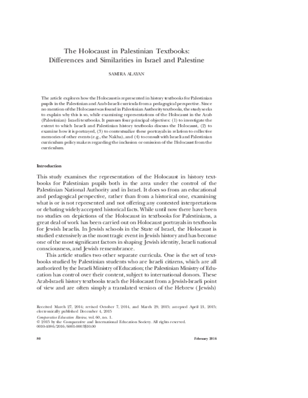 (PDF) The Holocaust in Palestinian Textbooks: Differences and ...