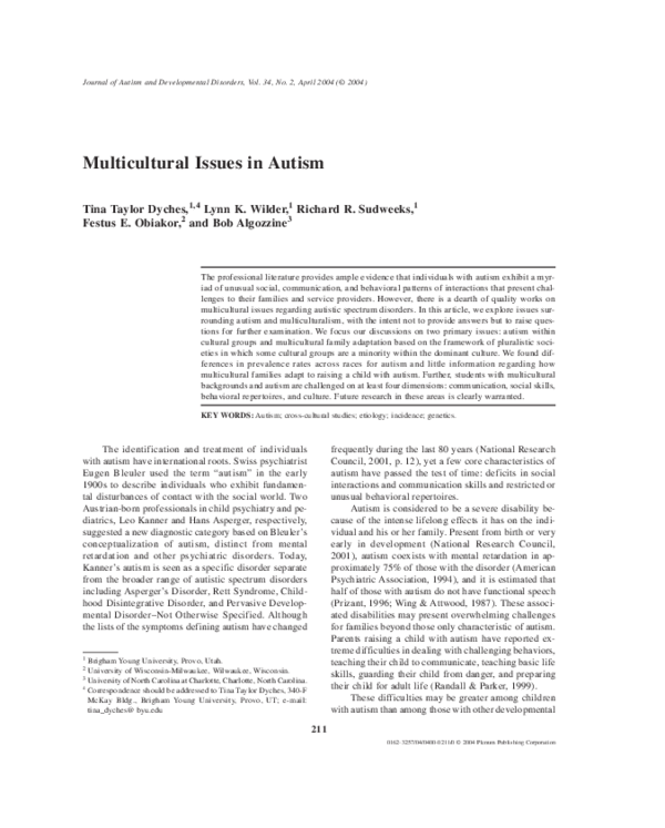 (PDF) Multicultural Issues in Autism
