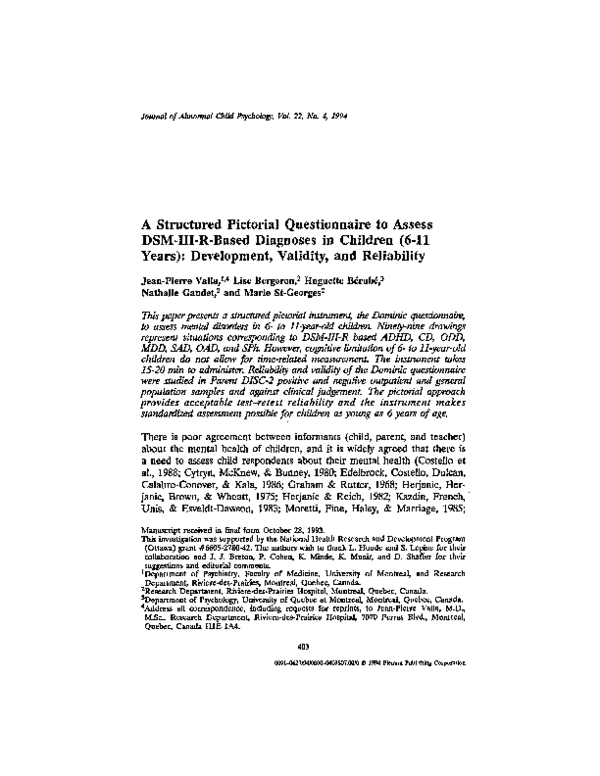 (PDF) A structured pictorial questionnaire to assess DSM-III-R-based ...