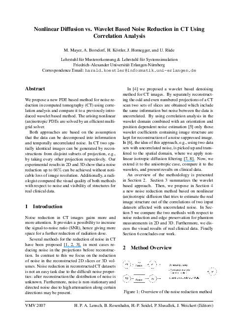 Pdf Nonlinear Diffusion Noise Reduction In Ct Using Correlation Analysis