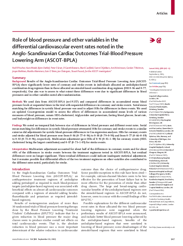 (PDF) Role of blood pressure and other variables in the differential ...
