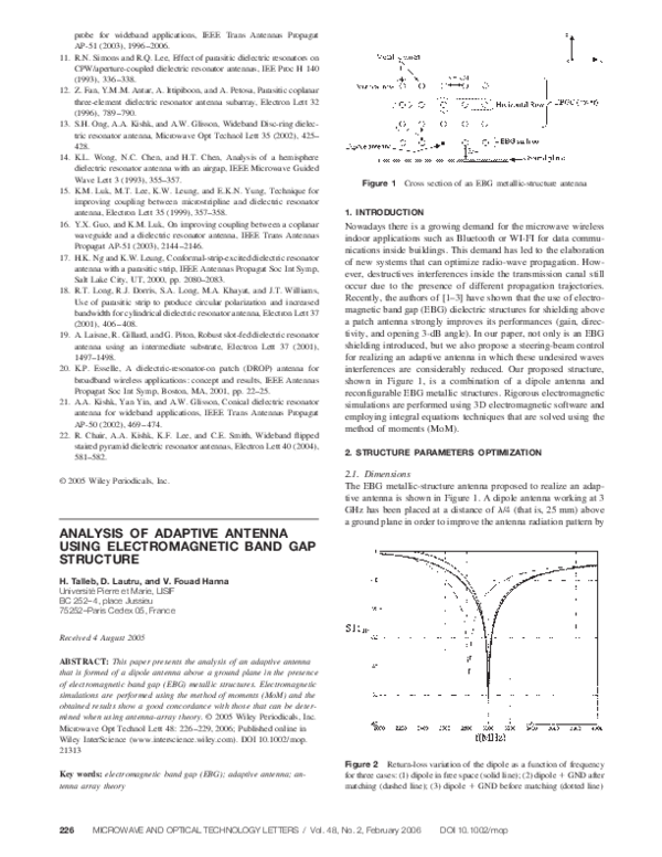(PDF) Analysis of adaptive antenna using electromagnetic band gap structure