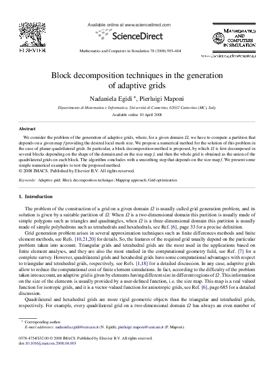 (PDF) Block decomposition techniques in the generation of adaptive grids
