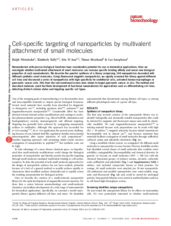 (PDF) Cell-specific targeting of nanoparticles by multivalent ...