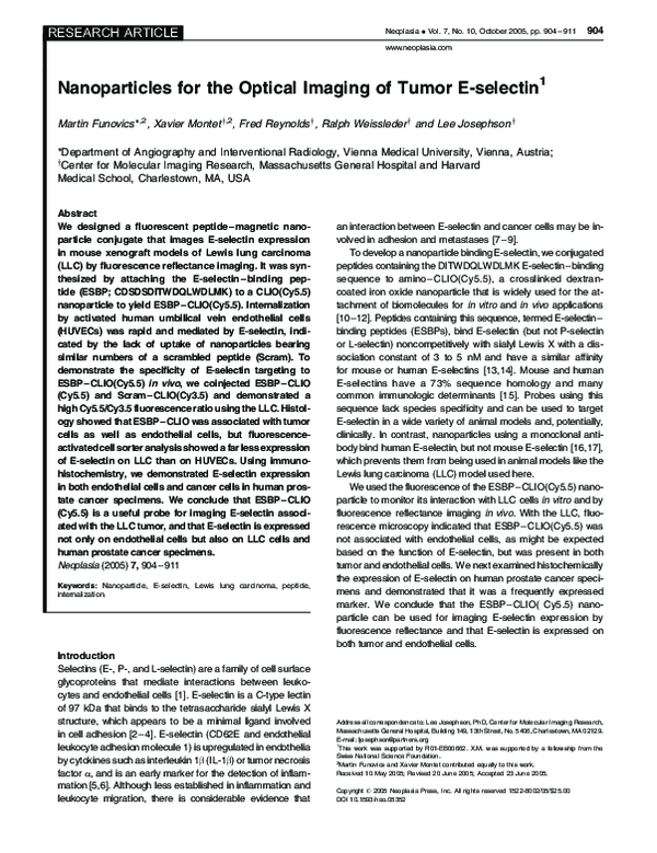 (PDF) Nanoparticles for the Optical Imaging of Tumor selectin
